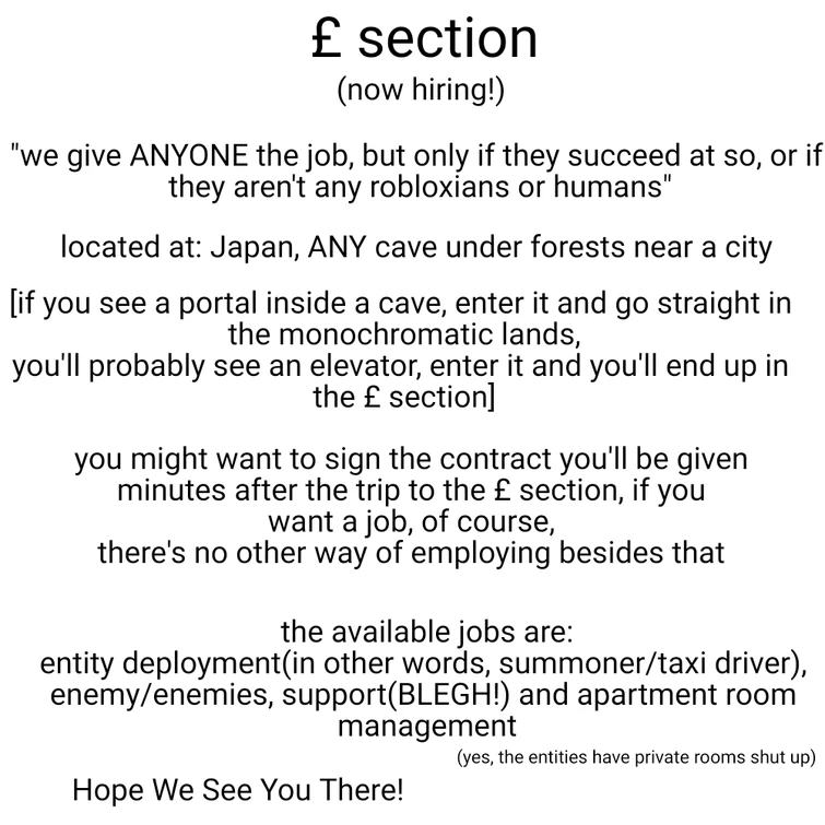 The £ Section Is Now Hiring(Entities)! | Fandom