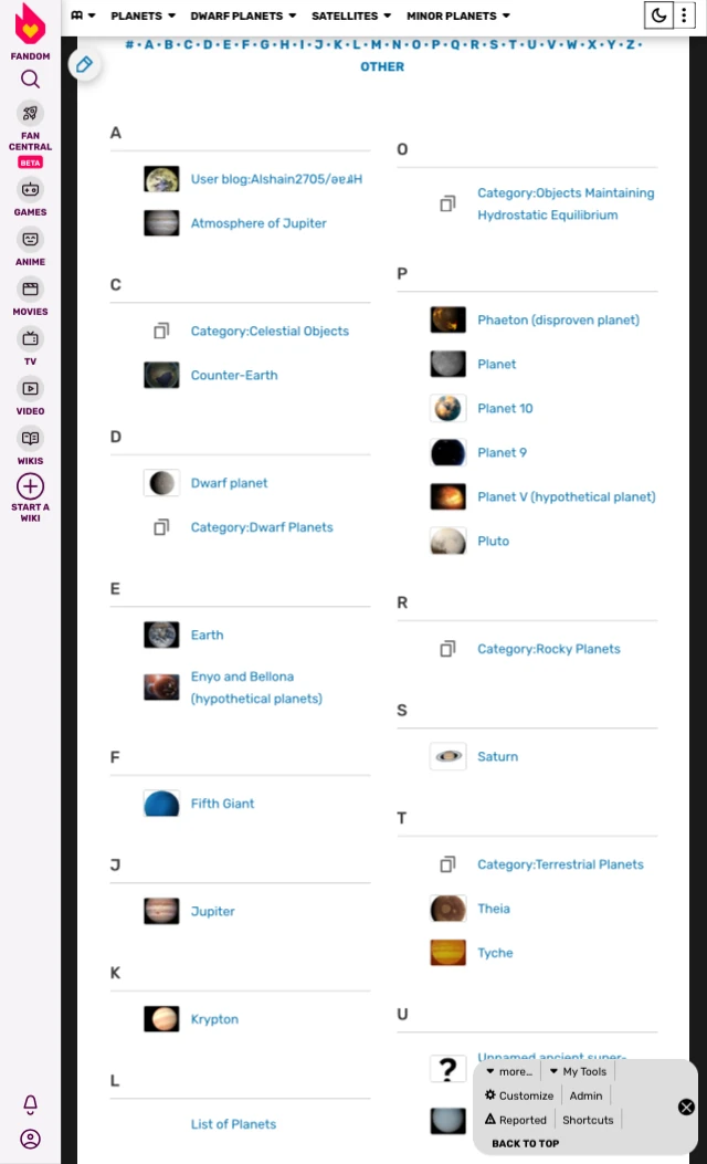 Reorganization of Categories. | Fandom