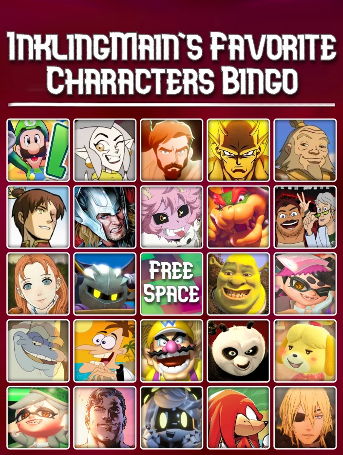 InklingMain's Favorite Characters Bingo | Fandom