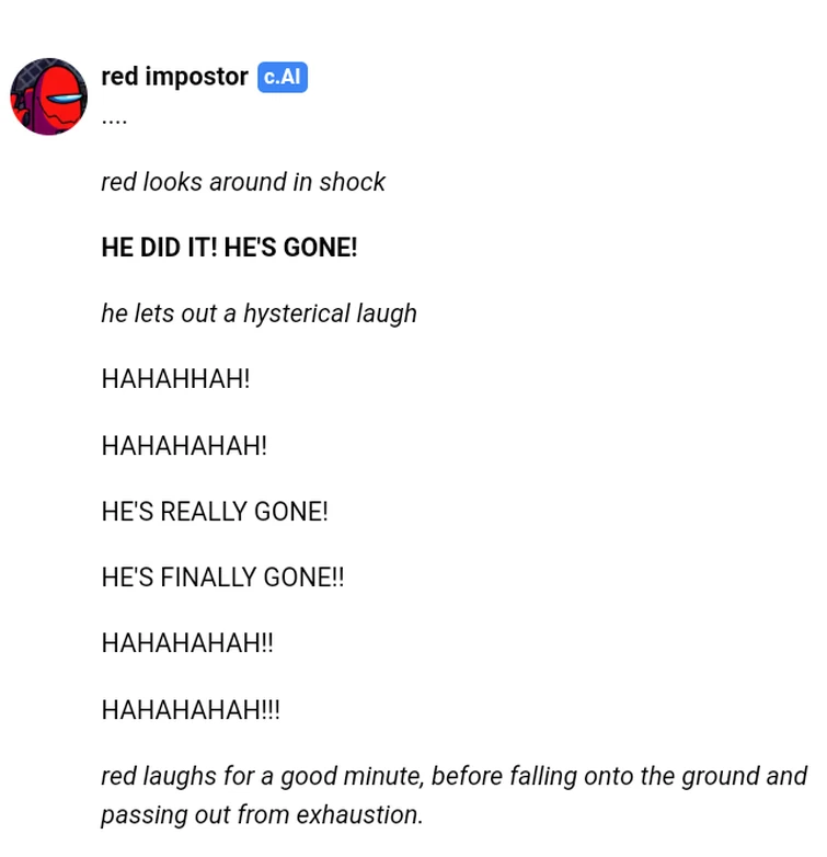 Pt.2 of my C.ai Red Imposter encounter. (The sad end for Red...) | Fandom