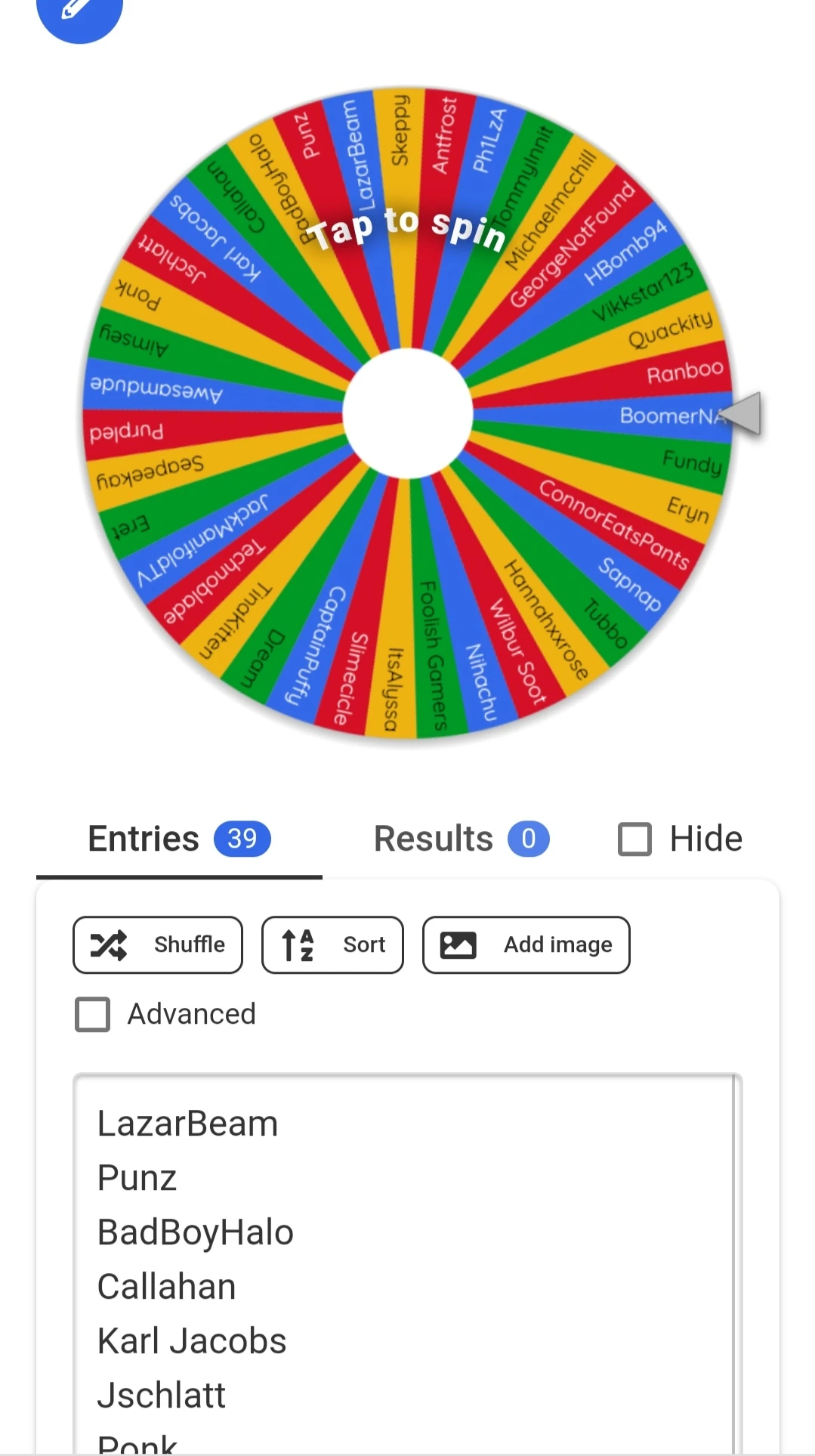 Wheel of names | Fandom