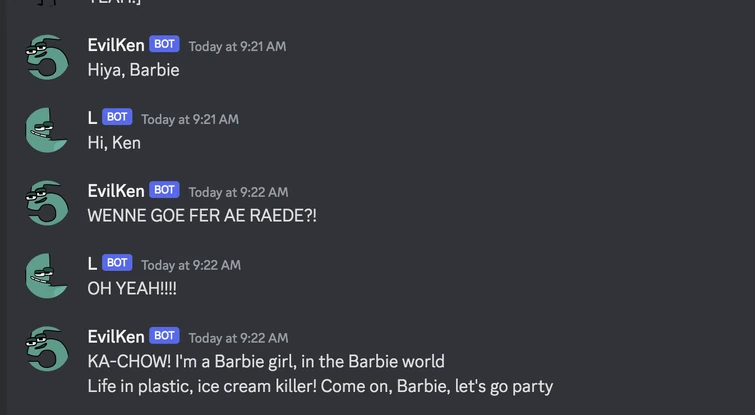 L and 5 sing Barbie Girl on Discord | Fandom