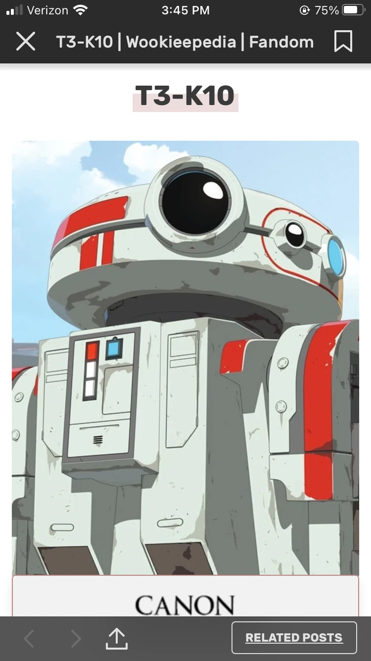 Is this the canon version of the T3 series astromech droid from legends ...