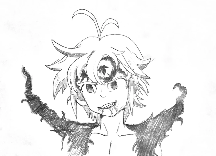 First time drawing meliodas | Fandom