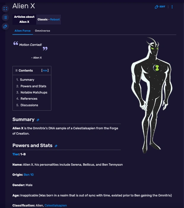 Well looks like Alien X got upgraded to 1-B(Hyperversal). | Fandom