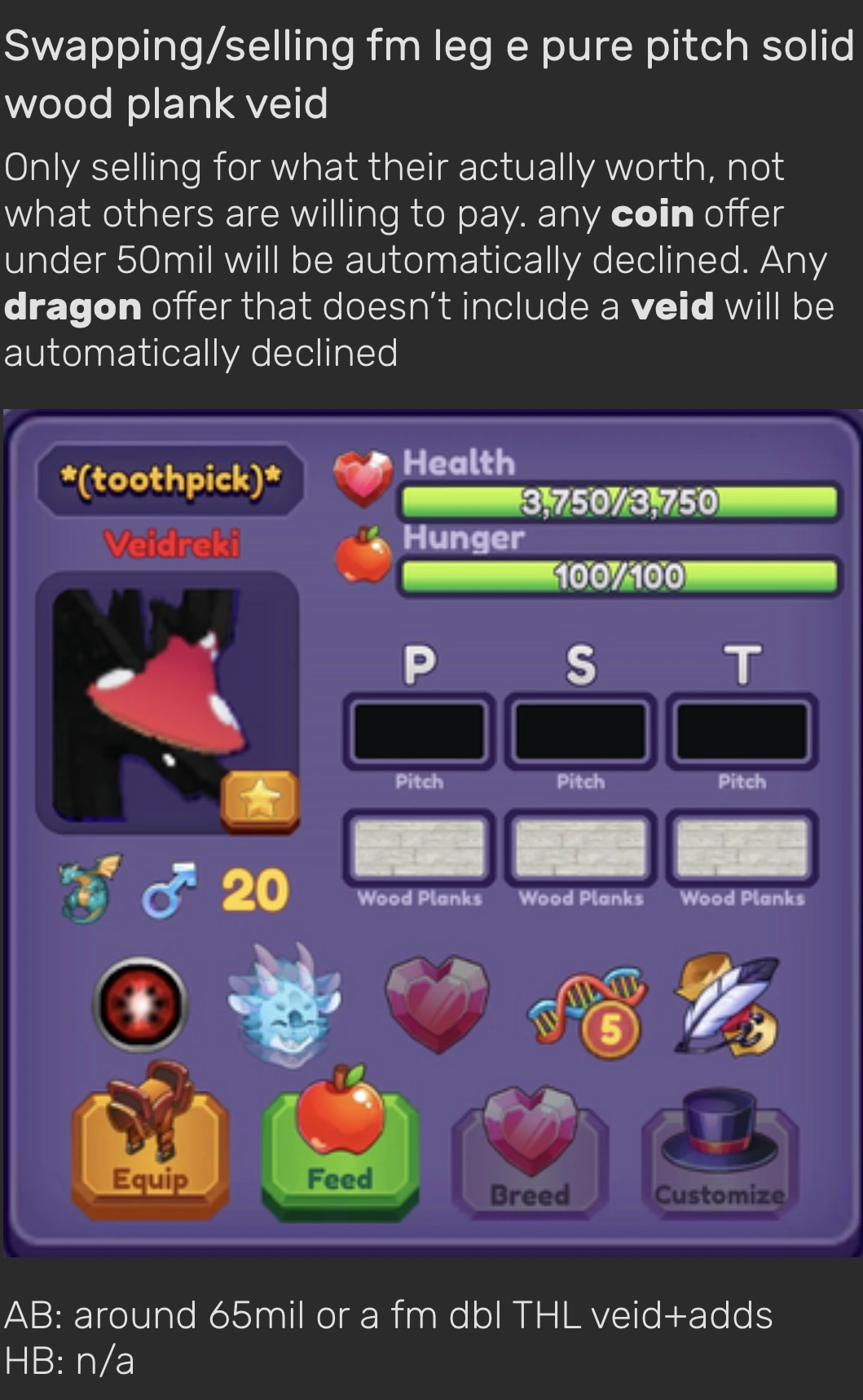 Swapping/selling fm leg e pure pitch solid wood plank veid(read ...