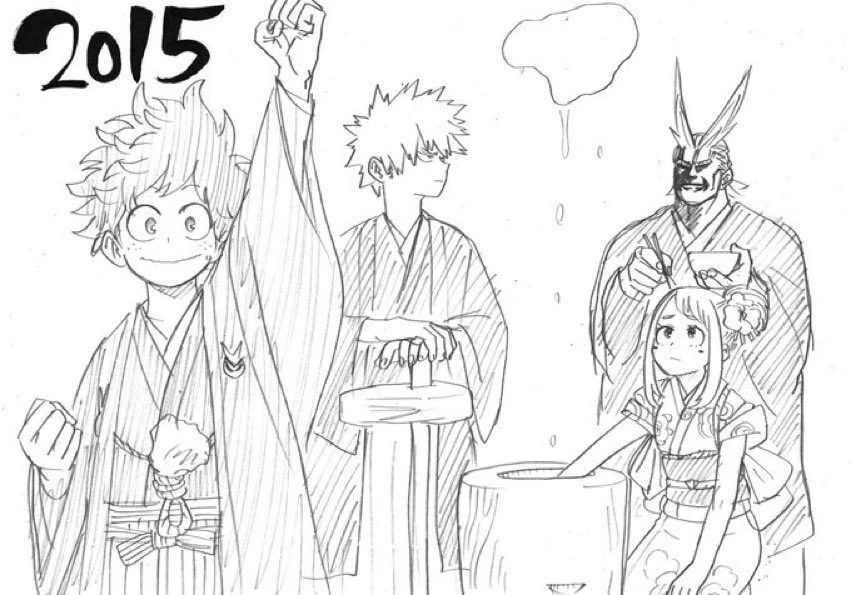 Happy New Years from Horikoshi Sensei over the years. | Fandom