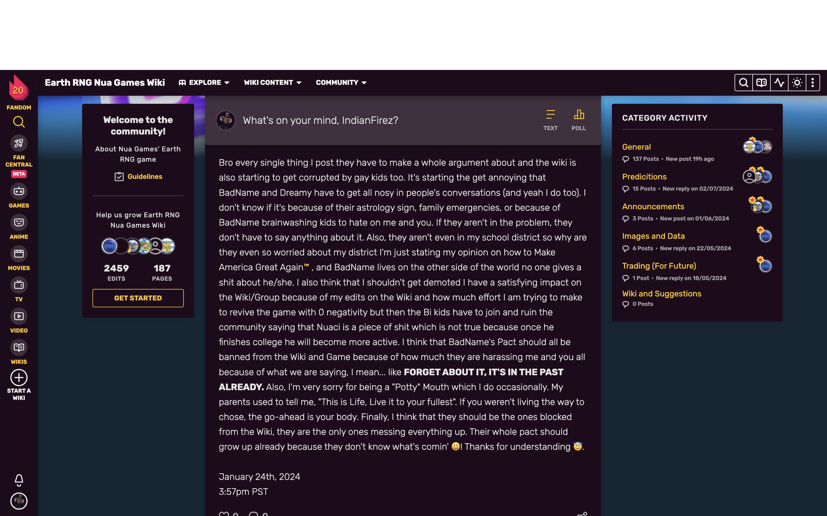 Lame response for ban in Earth RNG | Fandom