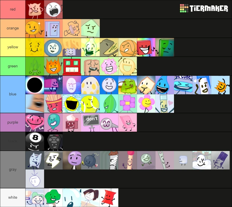 bfb contestants sorted by background colour in their voting icon | Fandom