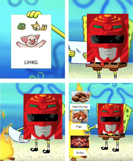 SpongeBob as Red Galaxy Ranger Burning LIHKG into Grill during HK ...