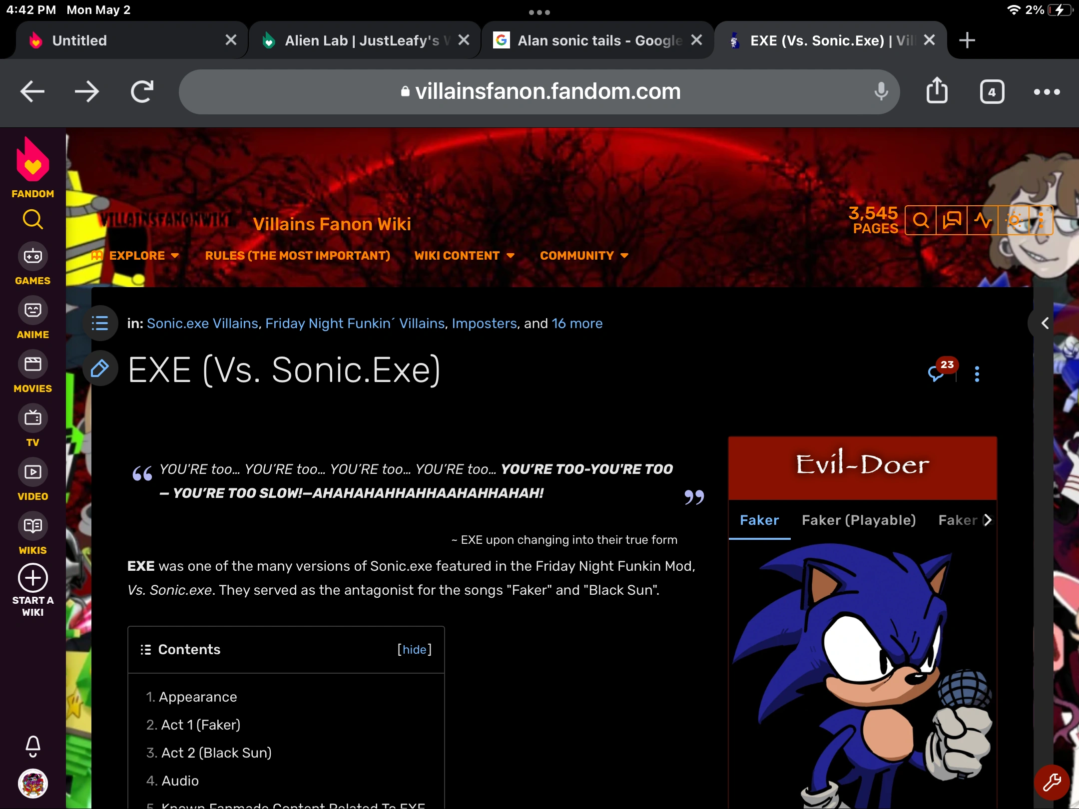 Faker (Vs. Sonic.exe) in villain fandom | Fandom