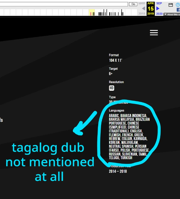 new info about the Tagalog/Filipino TTAF dub we don't know much about ...