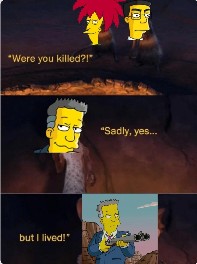 Russ explaining to his fellow Simpsons villains why he is still NPE ...