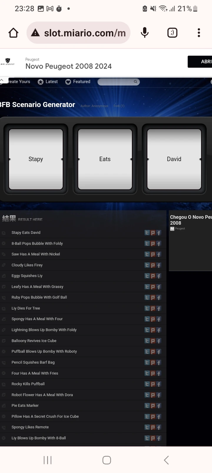 I tried bfb scenario generator | Fandom