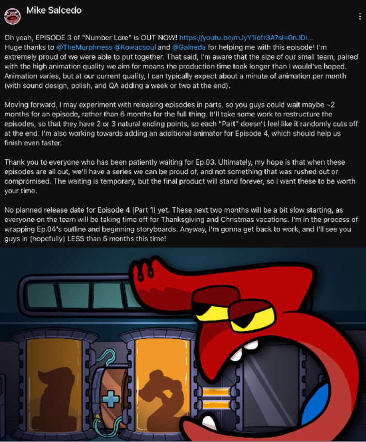 Mike is gonna split episodes into the parts? I thought Harrymations is ...