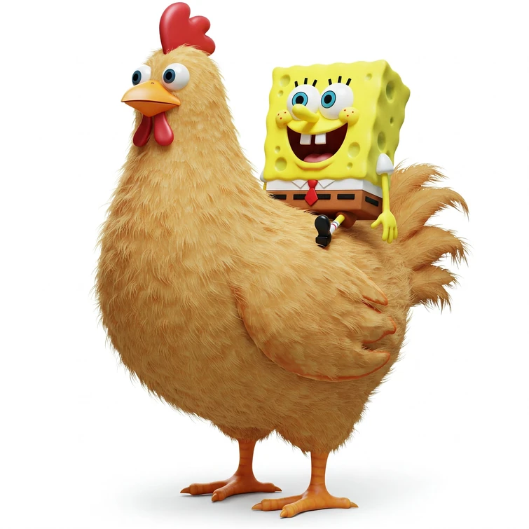 SpongeBob sitting on a chicken | Fandom