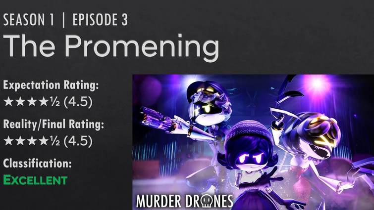 My rating on Murder Drones Episode 3: The Promening | Fandom