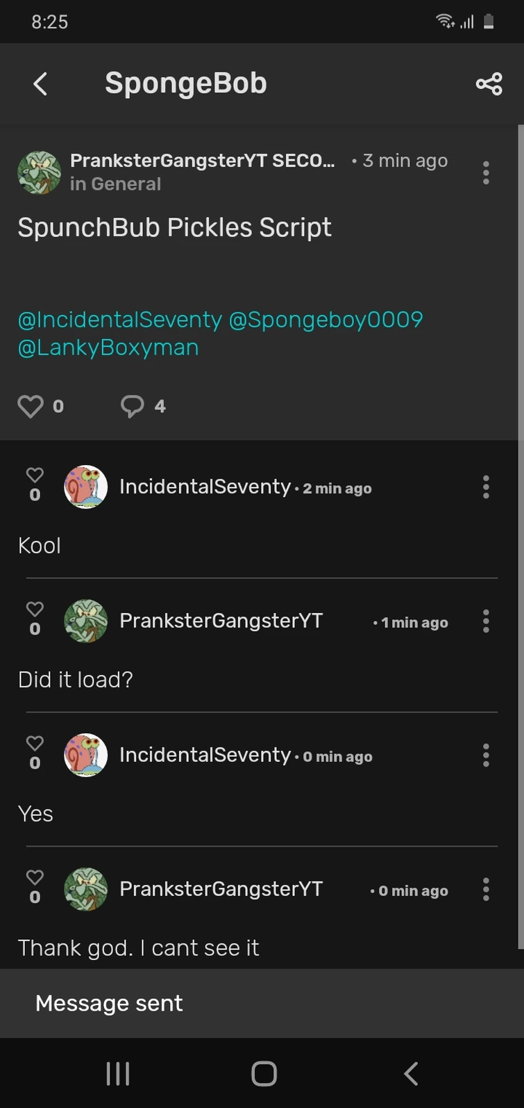 SpunchBub Pickles Script | Fandom
