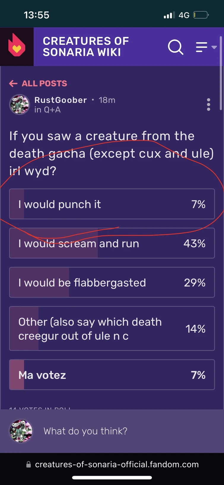 If you saw a creature from the death gacha (except cux and ule) irl wyd ...