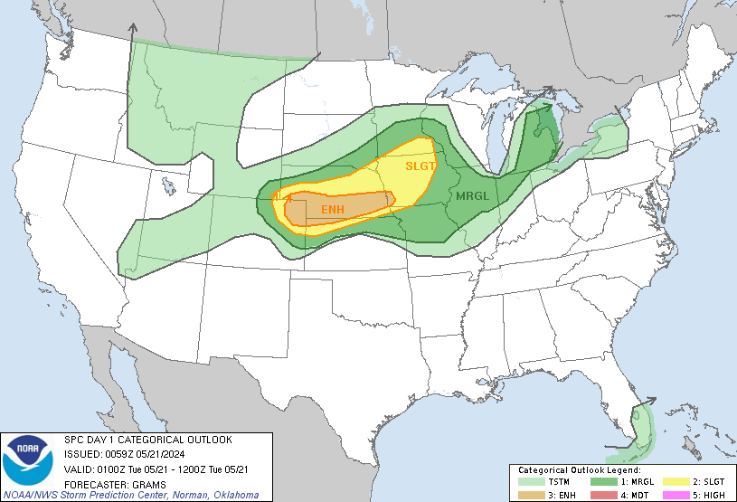 Current SPC Day 1 Outlook Updated - ENH Risk lead by a Hatched 30% Wind ...