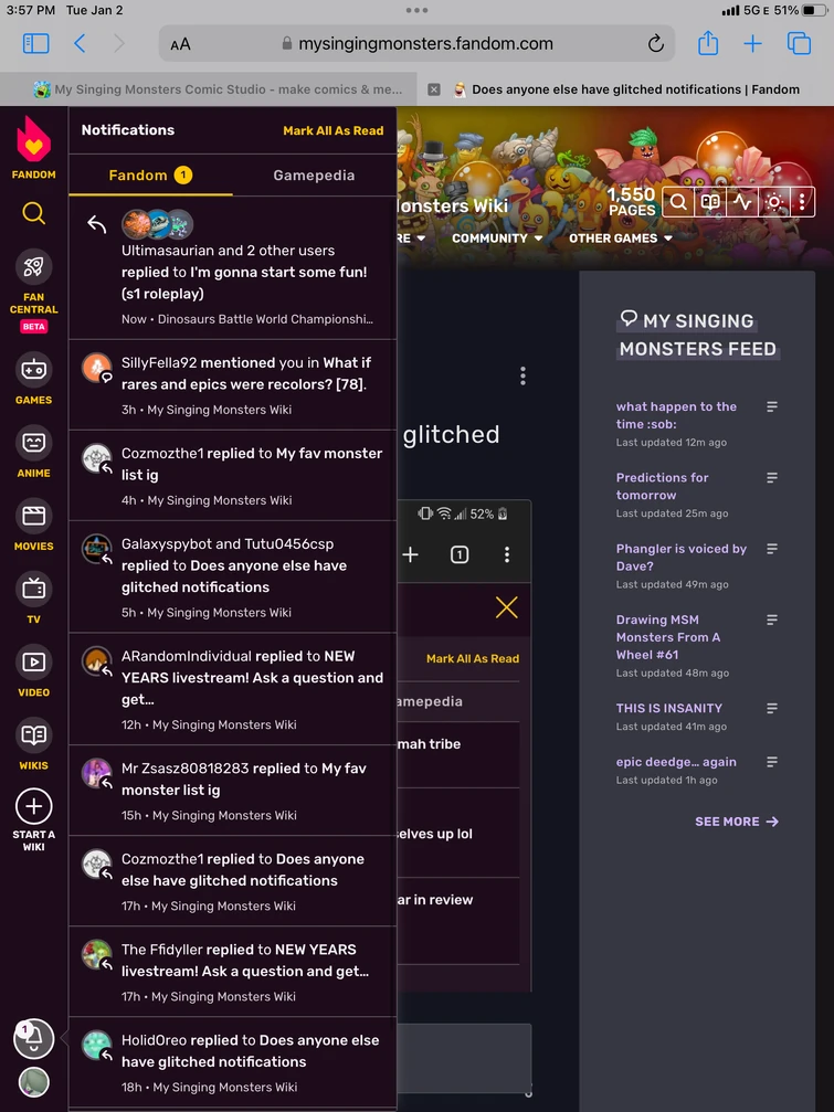 Does anyone else have glitched notifications | Fandom