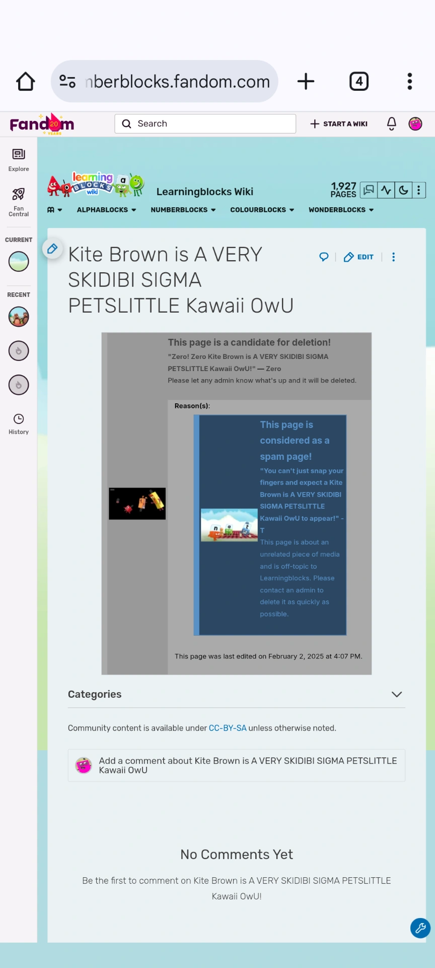 spam page alert | Fandom