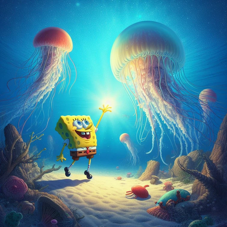 Some AI Art of SpongeBob Catching Jellyfish | Fandom