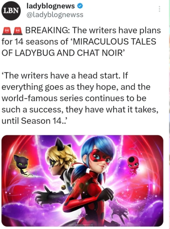 The writers confirmed that they are going to make 14 seasons of Ladybug ...