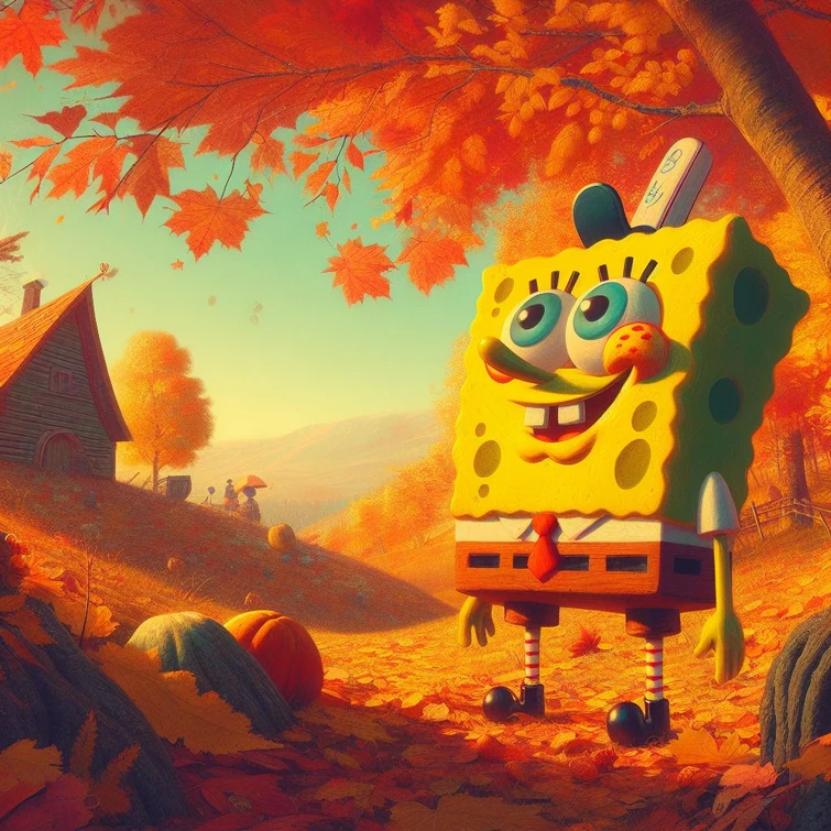 Some AI Art of SpongeBob in an Autumn Landscape | Fandom
