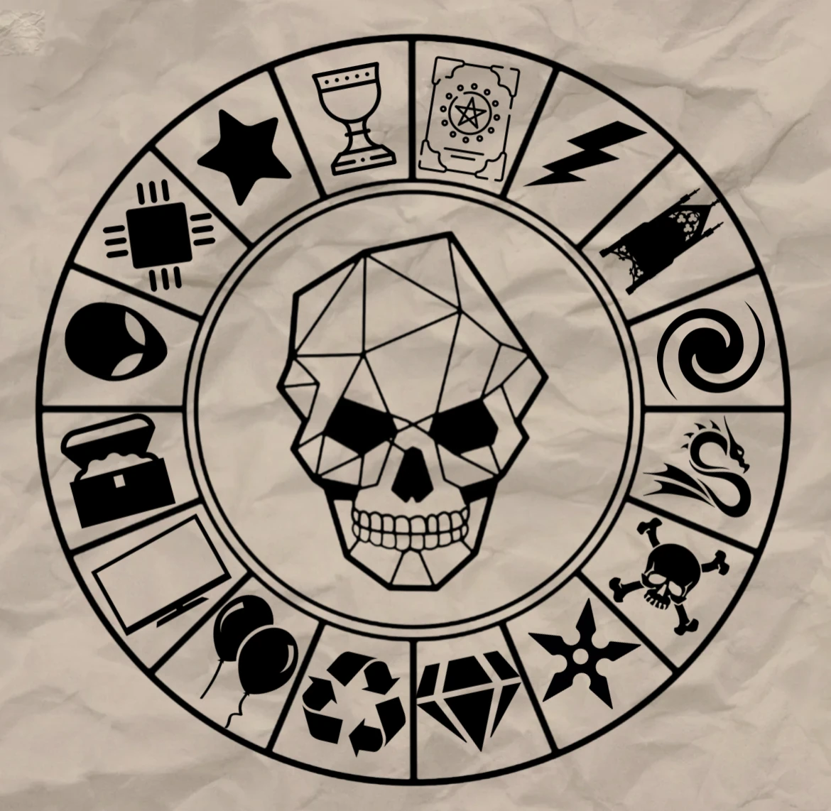 My very own cipher wheel, try to guess the meaning behind the symbols ...