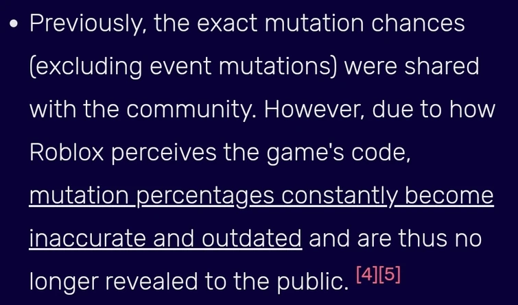 for those wondering why mut chances arent shown in wiki anymore | Fandom