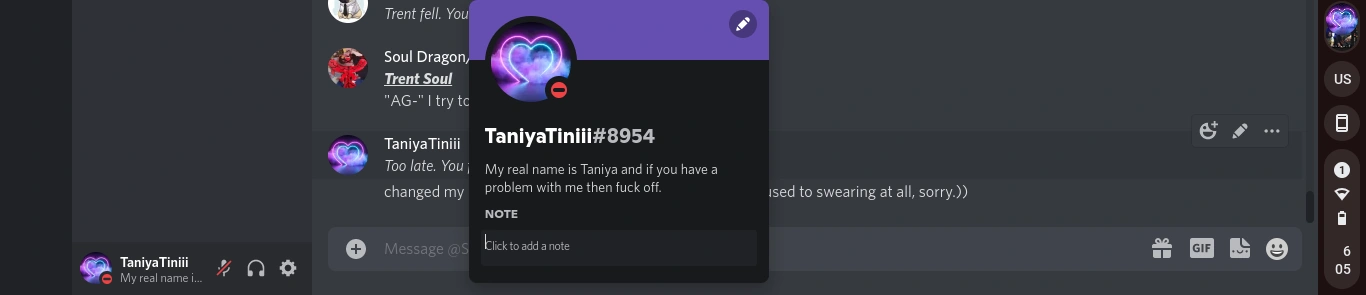 new status on my other discord account. | Fandom