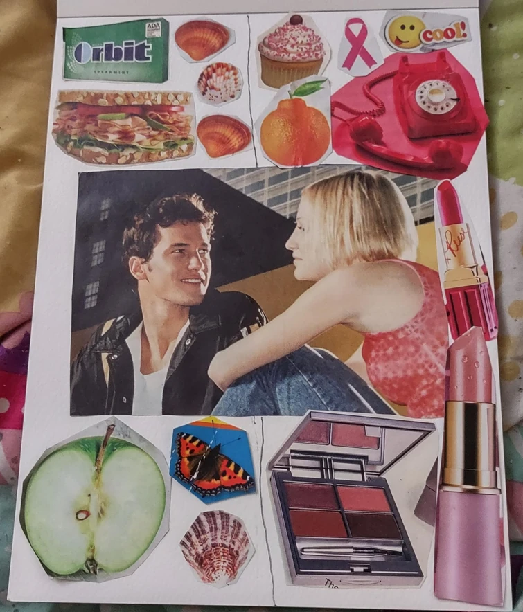 I made a very cool collage with pictures I cut out of from various magazines! Totally cool ...