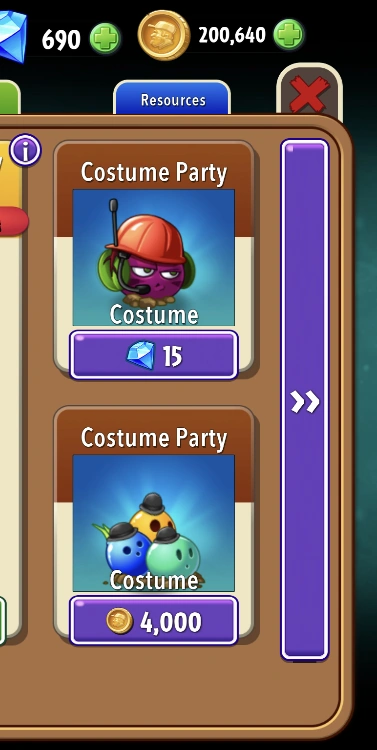 The current costumes in the shop pvz2 | Fandom