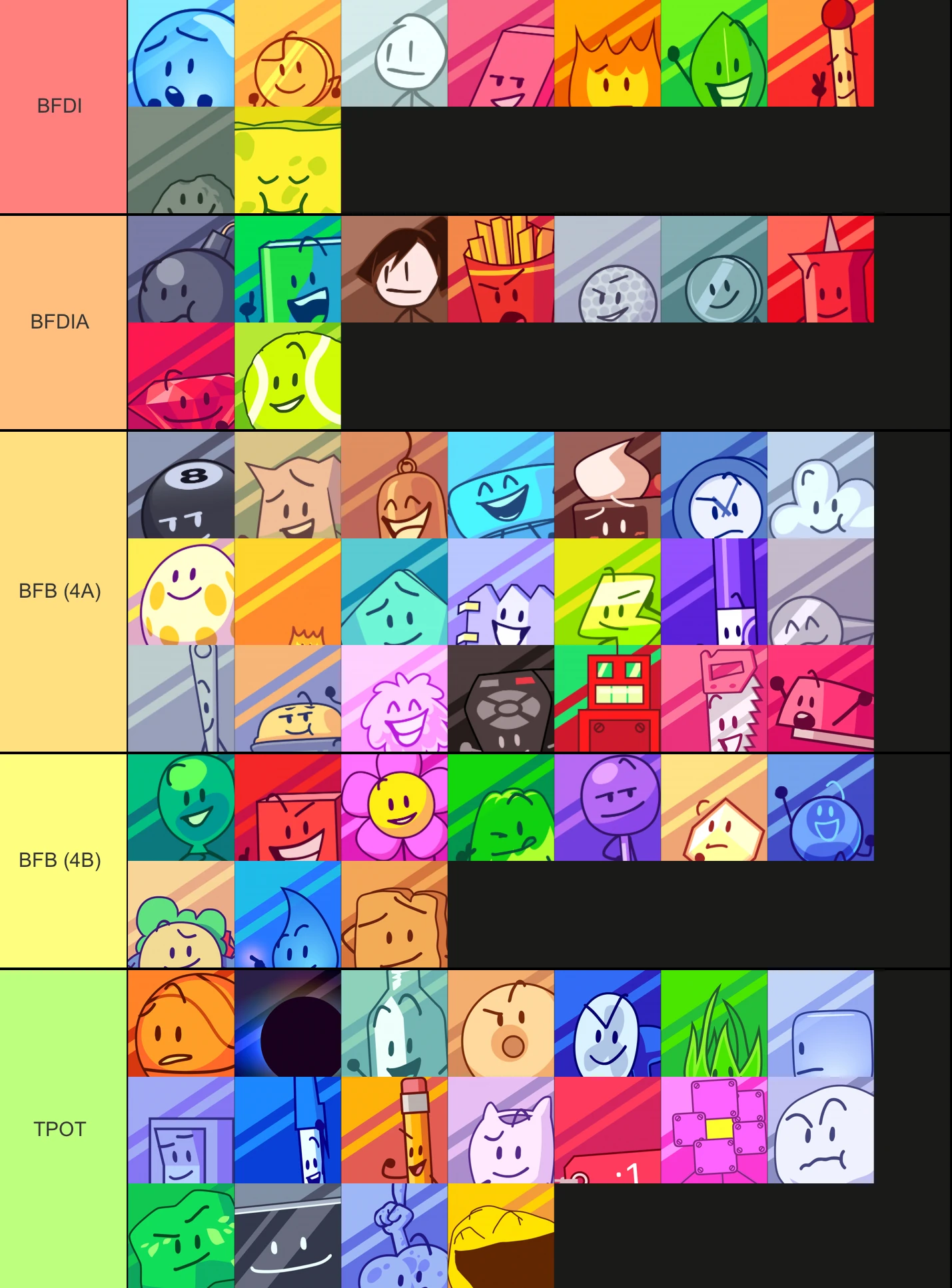 BFDI Contestants by their best seasons (Competitively) | Fandom