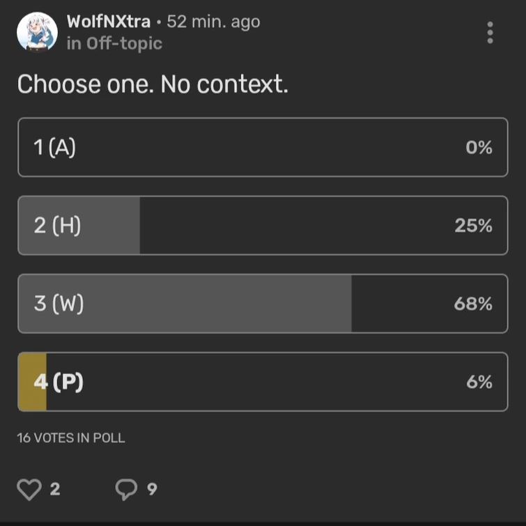 Choose one. No context. | Fandom