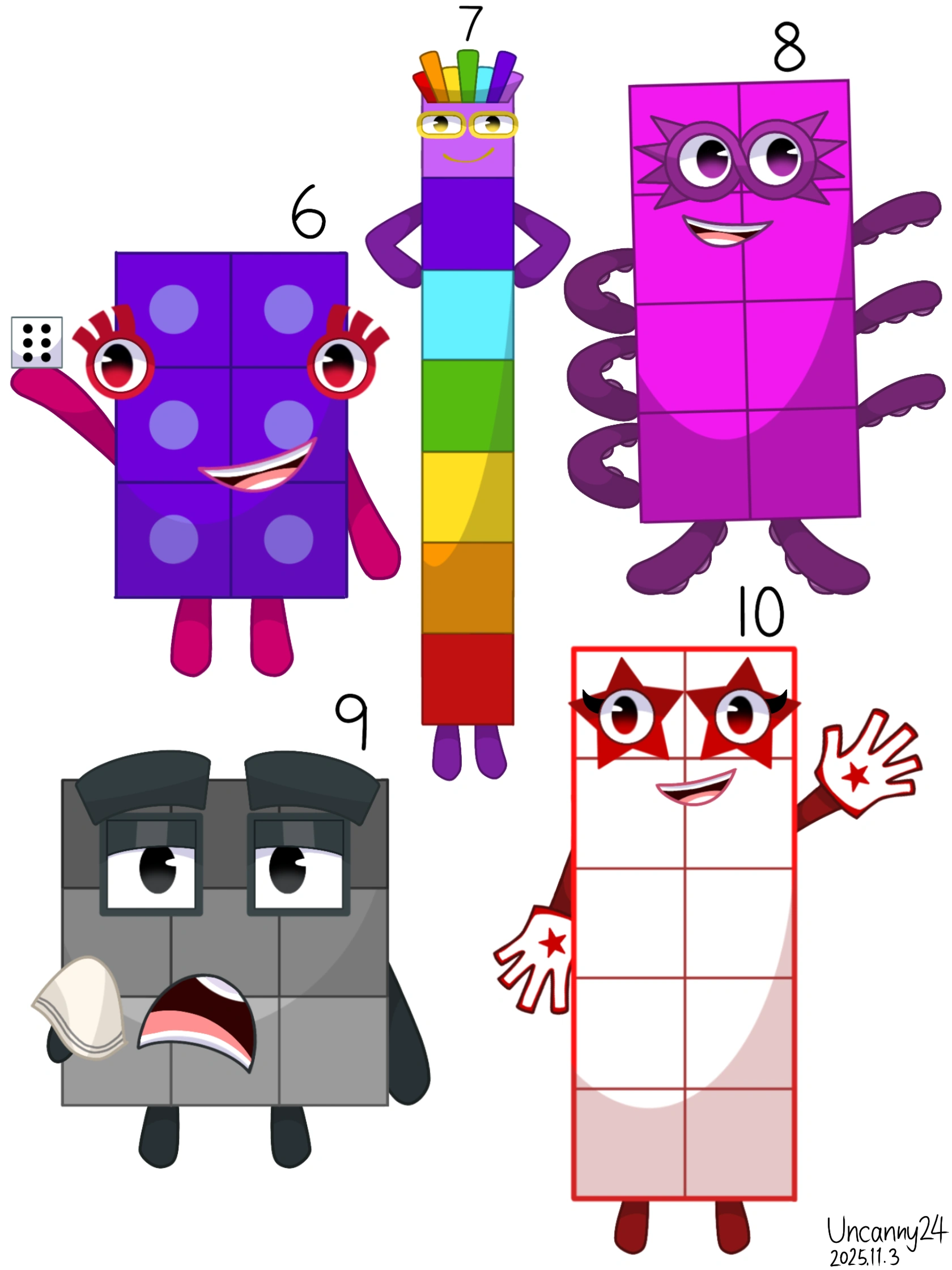 My drawing of Numberblocks 6 - 10. | Fandom