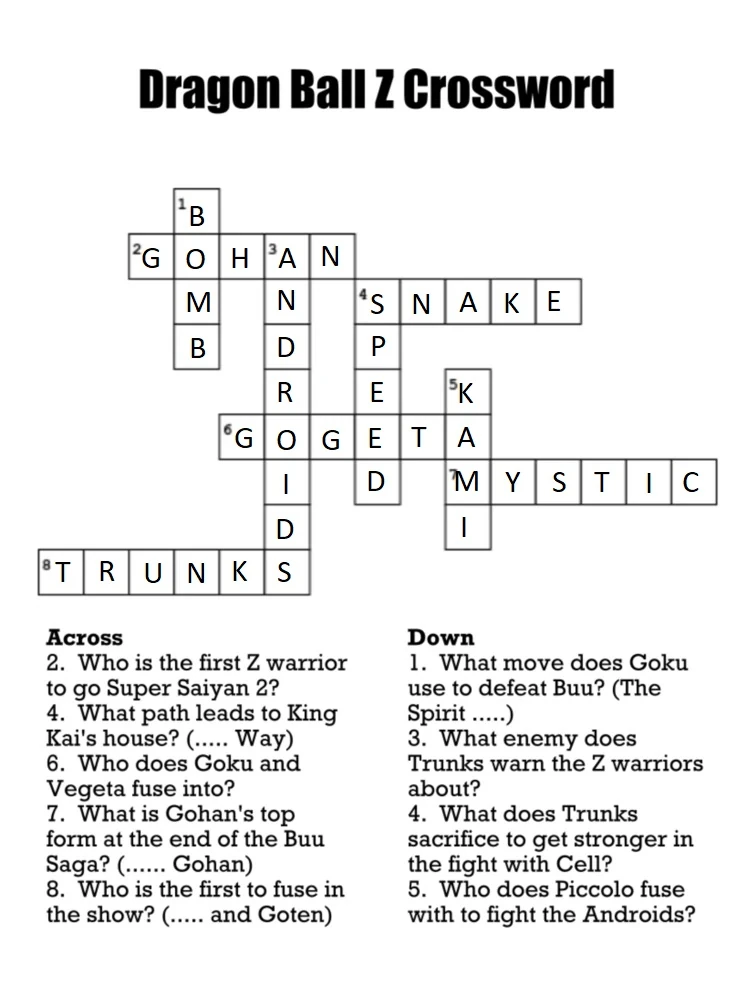 DBZ Cross Word | Fandom
