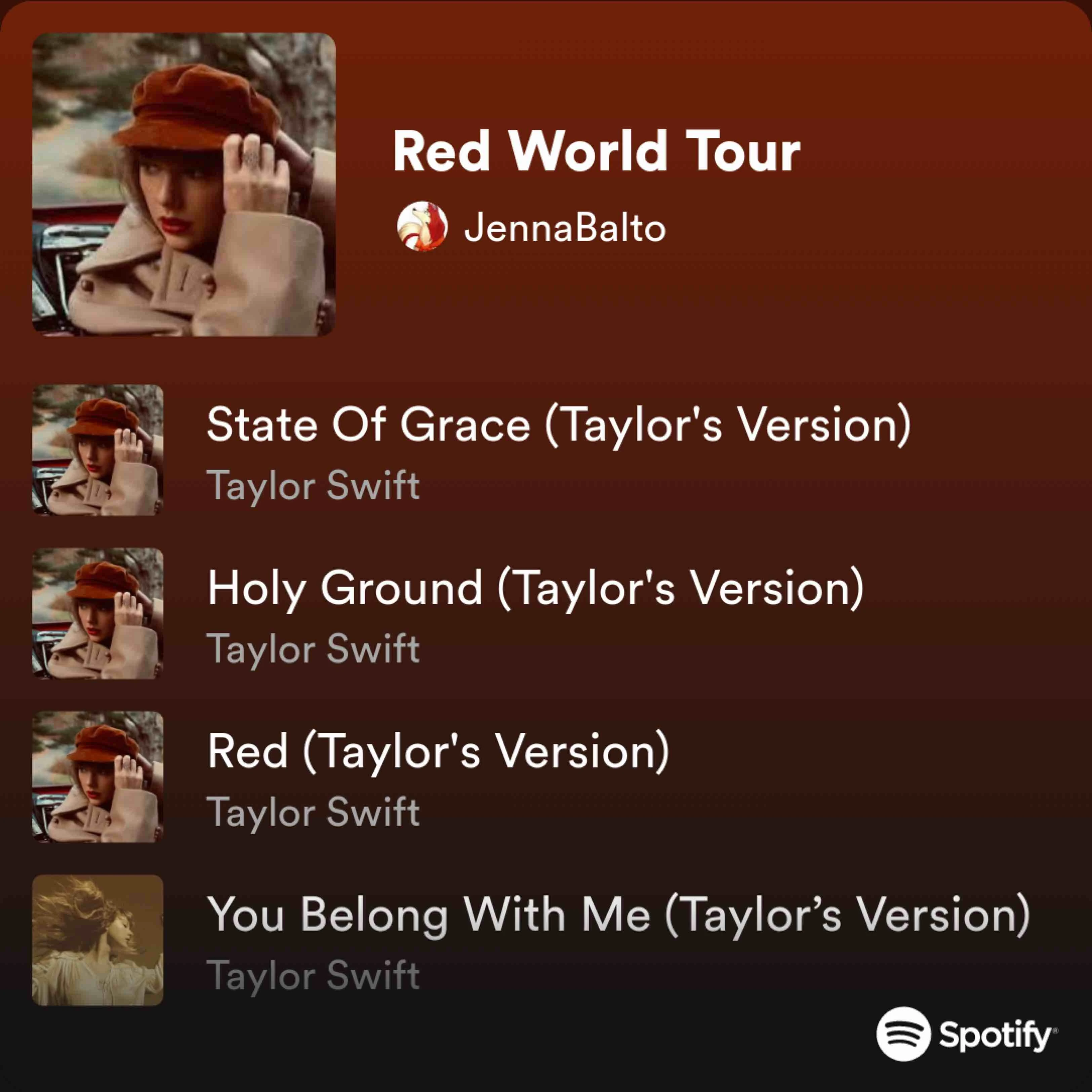 Spotify playlist for Red World Tour | Fandom