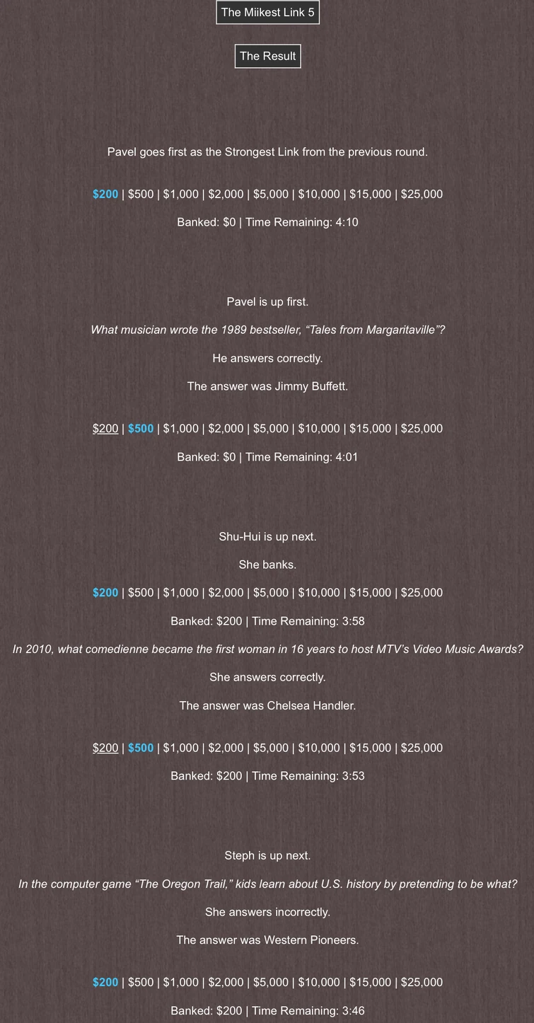 The Miikest Link 5: Round 23 | Fandom