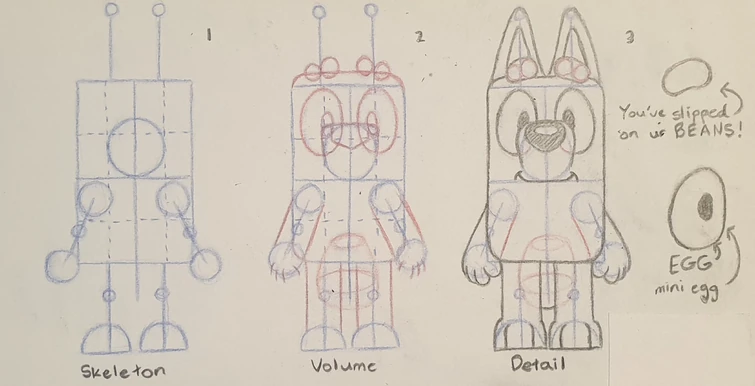 Trying to find a method for how to draw Bluey characters? I gotcha mate ...