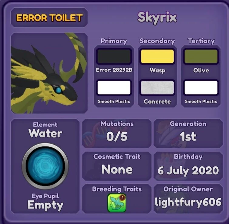 Swapping/buying 1/3 black error saur | Fandom