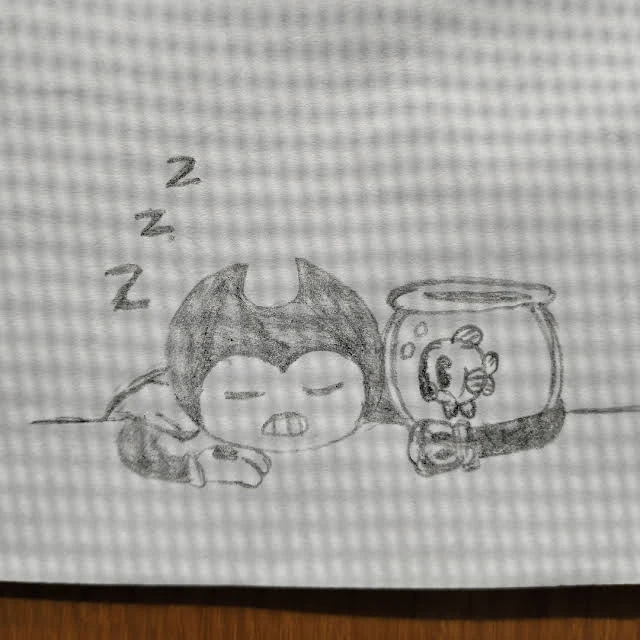 Bendy got tired and fell asleep at a bar (with Bubbles by his side ...