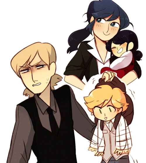Baby Marinette and Adrien with big siblings Felix and Bridgette | Fandom