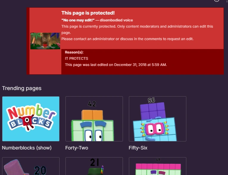 Forty-Two still wants to know why he's in the trending protected pages category even though he ...