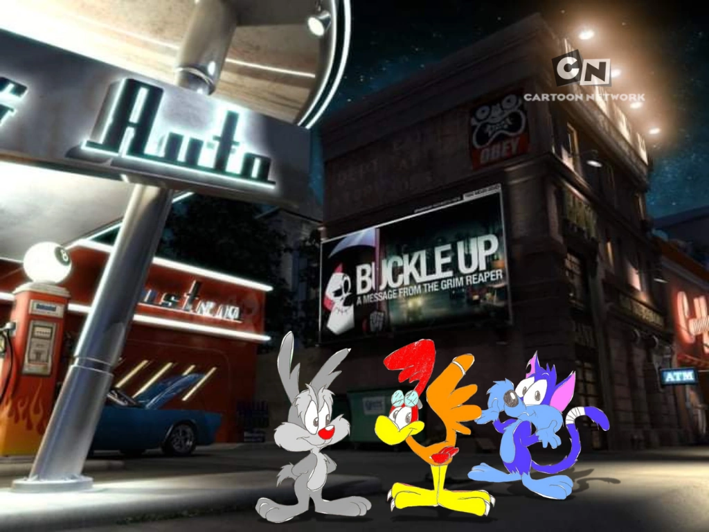 Cartoon Network City - Calamity, Beeper And Furrball At The Gas Station ...
