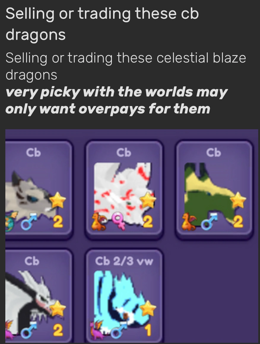 Selling cb world dragons | Fandom