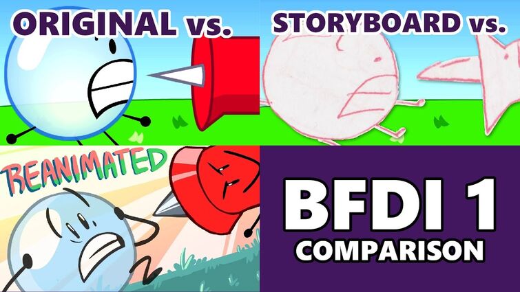 BFDI 1a+1b Original vs. Re-Animated vs. Storyboard - 11th anniversary ...