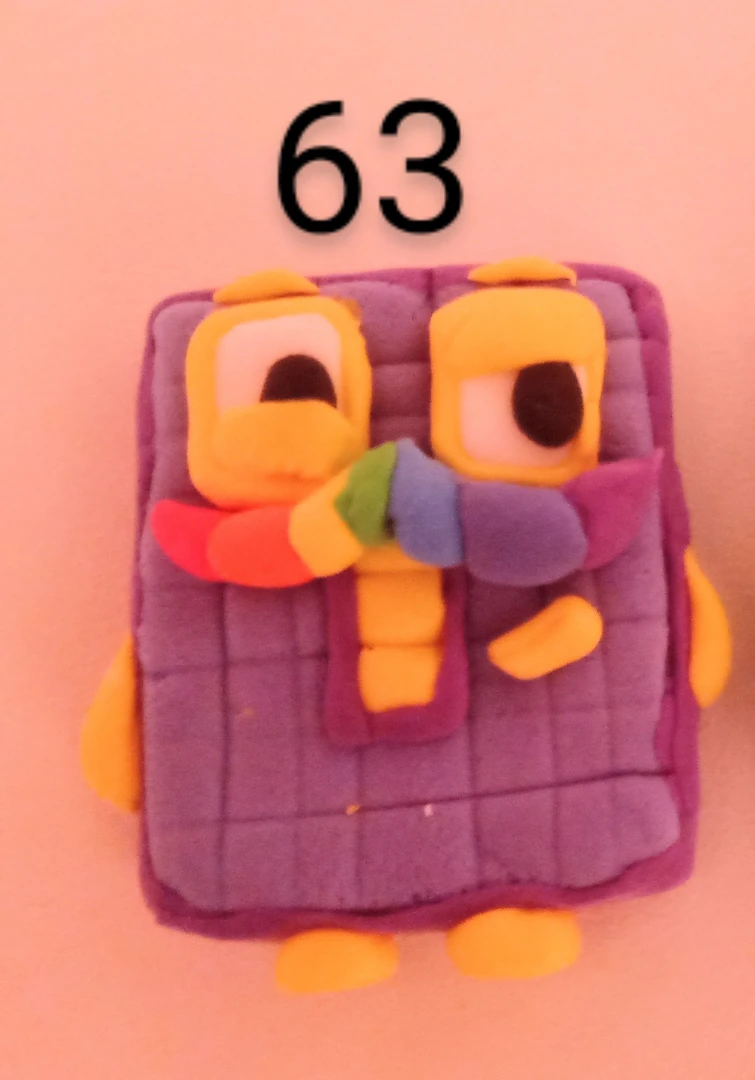 My fanmade clay numberblock 63 he is rainbow mustash rectangle | Fandom