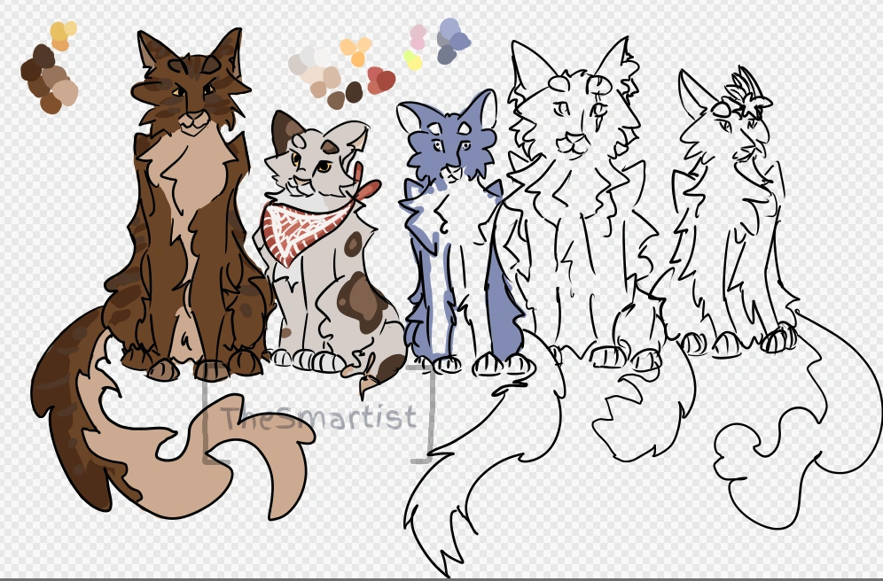 All my warrior cats ocs drawing wip(Off topic art) (Warning, mild scars ...